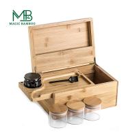 China Bamboo Storage Box Set with Herbal Grinder Stash Jar Rolling Tray and Pocking Tools Stick for sale