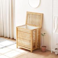 China Spacesaving Bathroom Storage Basket Laundry Hamper Bag 100% Bamboo for sale