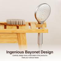 China Eco-friendly 2-Tier Bamboo Shower Bench with Storage Shelf Natural Bamboo Color Spa Stool for sale