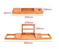 China Sustainable Extendable Bath Tray Bamboo Bathroom Caddy Extra Large for sale