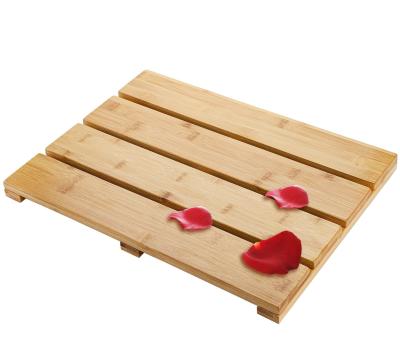 China Striped Pattern Bamboo Wood Non Slip Shower Mat 39.88 X 26.17 X 3.05CM for Bathroom for sale