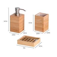 China 3Pcs Natural Bamboo Soap Dispenser Set Customized for Bathroom for sale