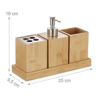 China 100% Natural Bamboo Sustainable Toothbrush Holder Cup Soap Dispenser Bath Set for sale