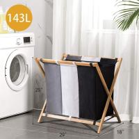 China Oxford Fabric Bathroom Storage Basket Washing Laundry Hamper With Bamboo Handles for sale