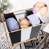 China Oxford Fabric Bathroom Storage Basket Washing Laundry Hamper With Bamboo Handles for sale