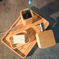 China 4pcs Natural Bamboo Bathroom Accessories Set For Hotel House Office Toilet for sale