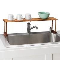 China Multi Function Dish Drying Rack Over Wood Kitchen Sink Shelf Organizer for Sustainable for sale
