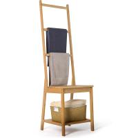 China Multifunctional Bamboo Bathroom Towel Shelf Rail Floorstanding Storage for sale