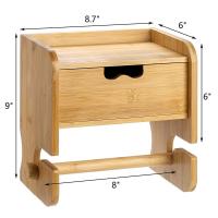 China Custom Bathroom Storage Rack Wall Mounted Bamboo Toilet Paper Holder for sale
