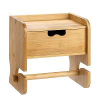 China Custom Bathroom Storage Rack Wall Mounted Bamboo Toilet Paper Holder for sale