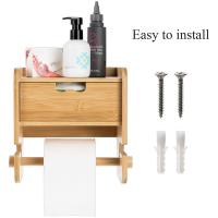 China Custom Bathroom Storage Rack Wall Mounted Bamboo Toilet Paper Holder for sale
