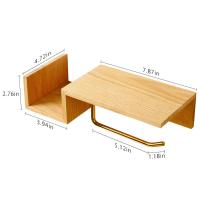 China Sustainable Wall Bamboo Toilet Paper Storage Holder With Shelf for sale