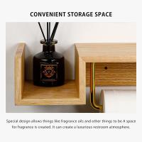 China Sustainable Wall Bamboo Toilet Paper Storage Holder With Shelf for sale