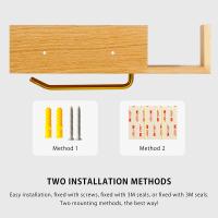 China Sustainable Wall Bamboo Toilet Paper Storage Holder With Shelf for sale