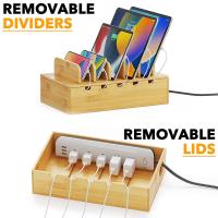 China Highly Customized Bamboo Charging Station for Multiple Devices Device Cable Organizer for sale