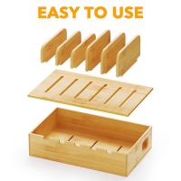 China Highly Customized Bamboo Charging Station for Multiple Devices Device Cable Organizer for sale