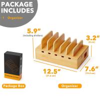China Highly Customized Bamboo Charging Station for Multiple Devices Device Cable Organizer for sale