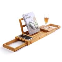 China Extra Large Expandable Bathtub Tray Laptop Ipad Holder 2 In 1 100% Bamboo for sale