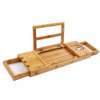 China Extra Large Expandable Bathtub Tray Laptop Ipad Holder 2 In 1 100% Bamboo for sale