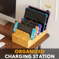 China Highly Customized Bamboo Charging Station for Multiple Devices Device Cable Organizer for sale