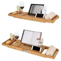 China Expandable Bamboo Bathtub Caddy Tray Customized 108.5x22.5x4.5cm for sale
