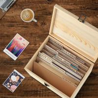 China Modern BAMBOO Greeting Card Organizer Box With Dividers And Lid Stylish Design for sale