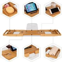 China Expandable Bamboo Bathtub Caddy Tray Customized 108.5x22.5x4.5cm for sale