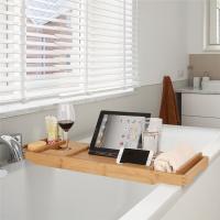 China Expandable Bamboo Bathtub Caddy Tray Customized 108.5x22.5x4.5cm for sale