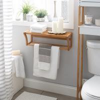 China ODM Sustainable Bamboo Towel Rail Rack Wall Mounted Shelf for sale
