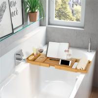 China Expandable Bamboo Bathtub Caddy Tray Customized 108.5x22.5x4.5cm for sale