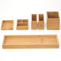 China Efficiently Organize Your Bathroom with 6-Piece Bamboo Vanity Tray Set 38x10.5x10.1cm for sale