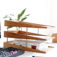 China Natural Bamboo Desk File Organizer for Office Paper and Magazine Storage Solution for sale