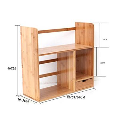 China Bamboo Desktop Bookshelf with Drawer and Magazine Rack Storage Holders Single Tier for sale