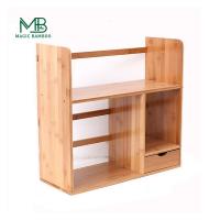 China Bamboo Desktop Bookshelf with Drawer and Magazine Rack Storage Holders Single Tier for sale