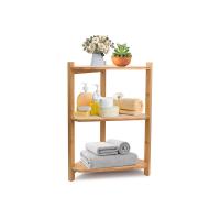 China Freestanding Bathroom Bamboo Rack 3 Tier Corner Shelf Unit for sale