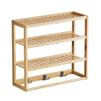 China OEM Bamboo Bathroom Wall Shelf Over Toilet Storage With Hooks for sale