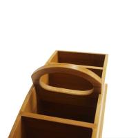 China Custom Size Accepted Bamboo Desktop Organizer Station Box Storage Holder with Handle for sale
