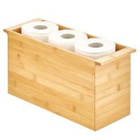 China Bamboo Paper Towel Roll Storage Container Organizer for Bathroom for sale