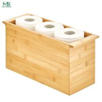 China Bamboo Paper Towel Roll Storage Container Organizer for Bathroom for sale