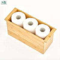 China Bamboo Paper Towel Roll Storage Container Organizer for Bathroom for sale