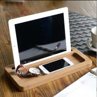 China Natural Portable Bamboo Laptop Desk Phone Holder Stand Docking Station for sale