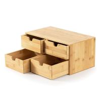 China 4 Tidy Box 2 Tier Desk Organizer Bamboo Cabinet with Drawers and Budget-Friendly for sale