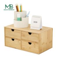 China 4 Tidy Box 2 Tier Desk Organizer Bamboo Cabinet with Drawers and Budget-Friendly for sale