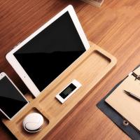 China Natural Portable Bamboo Laptop Desk Phone Holder Stand Docking Station for sale