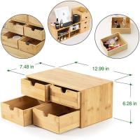 China 4 Tidy Box 2 Tier Desk Organizer Bamboo Cabinet with Drawers and Budget-Friendly for sale