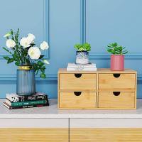 China 4 Tidy Box 2 Tier Desk Organizer Bamboo Cabinet with Drawers and Budget-Friendly for sale
