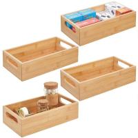 China Bamboo Storage Bin with Handles Multifunctional and Customer Logo Storage Solution for sale