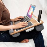 China Environmental Protection Folding Bamboo Laptop Tray Desk With Cushion Tray for sale