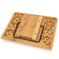 China Rectangle Shaped Natural Bamboo Book Stand Tablet Holder with Retro Hollow Appearance for sale
