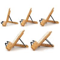 China Rectangle Shaped Natural Bamboo Book Stand Tablet Holder with Retro Hollow Appearance for sale